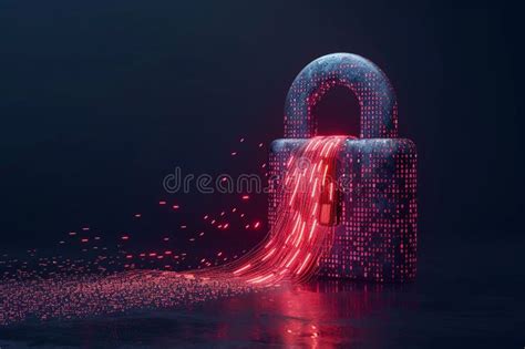 Binary Code Stream Flowing Into A Digital Lock Signifying Cybersecurity