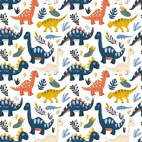 Premium Photo Adorable Dinosaur Seamless Pattern Design