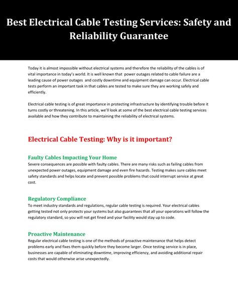 Ppt Best Electrical Cable Testing Services Powerpoint Presentation
