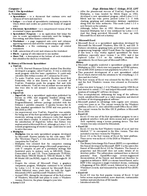 unit 1 spreadsheet pdf microsoft excel spreadsheet