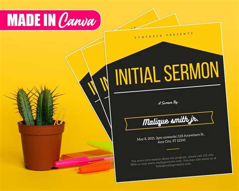 Initial Sermon Flyer Diy Canva Initial Sermon Flyer Template Editable Canva Us Letter Size