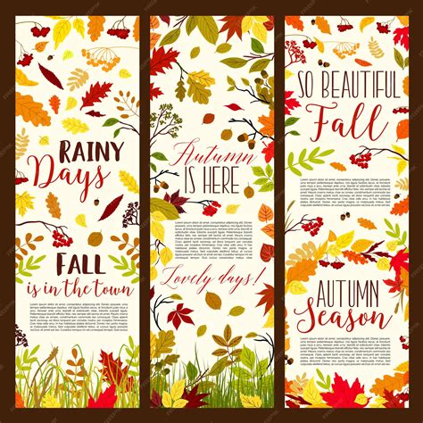 Premium Vector Autumn Or Fall Seasonal Vector Banners Set