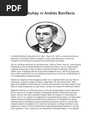 Mga Tauhan Sa Kwento Ni Andres Bonifacio