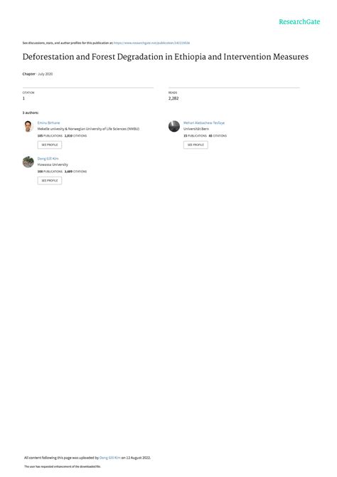 Birhane 2020 Chap6 Regreening Ethiopia See Discussions Stats And Author Profiles For This