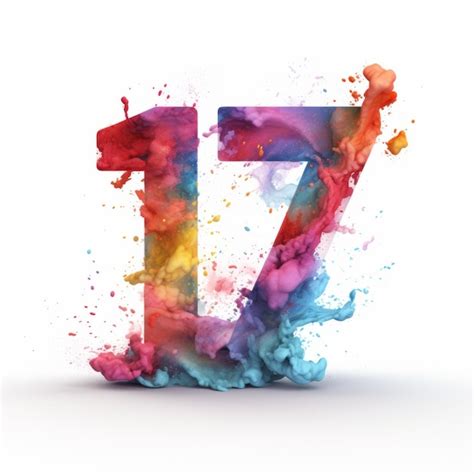 Number Seventeen In Colorful Paint Splashes Premium Ai Generated Image