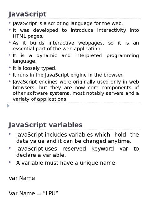 Javascript Variables And Datatypes Pdf Java Script Data Type