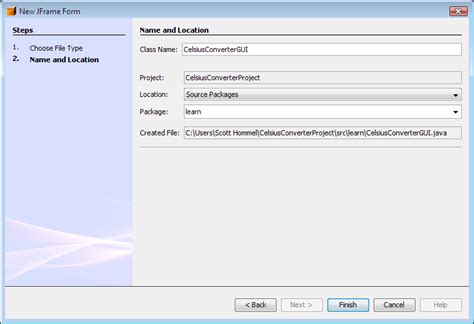 Setting Up The CelsiusConverter Project The Java Tutorials Creating A GUI With Swing