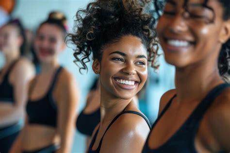 Fitness Laughing And Friends At The Gym For Training Class For Active