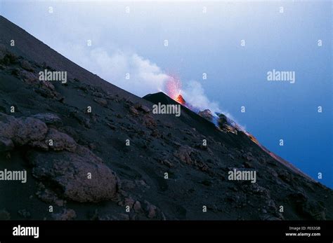 Solidified Fragments Of Reddened Lava Lapilli From The Crater Of The Active Volcano Stromboli