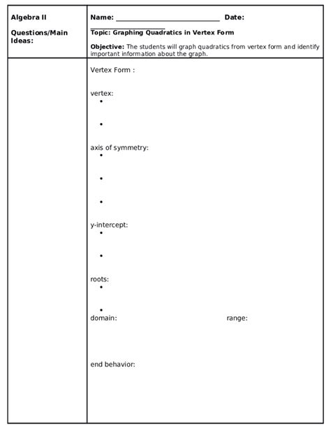 Khan Academy Tutorial Graphing Quadratics In Vertex Doc Template