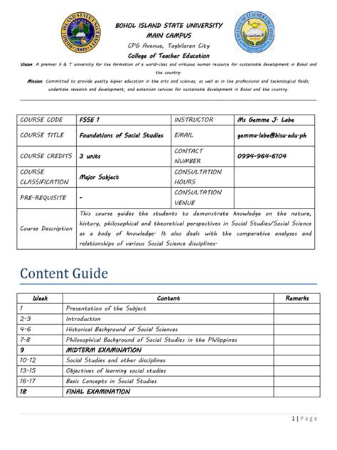 Content Guide Fsse 1 Pdf Science Social Sciences