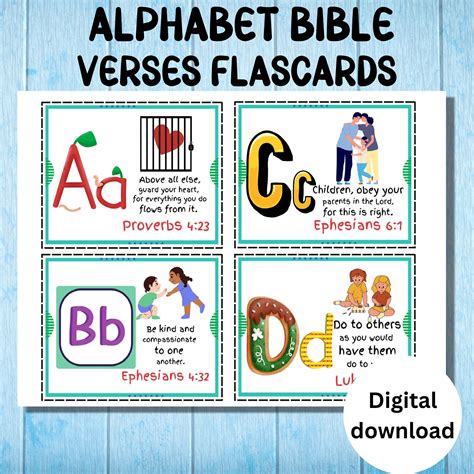 Alphabet Bible Verses Flashcards Educational Flashcard Abc Printable Scripture Flashcard
