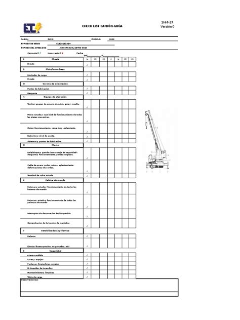 Check List Camión Grúa Vehículos De Ruedas Vehículo De Motor
