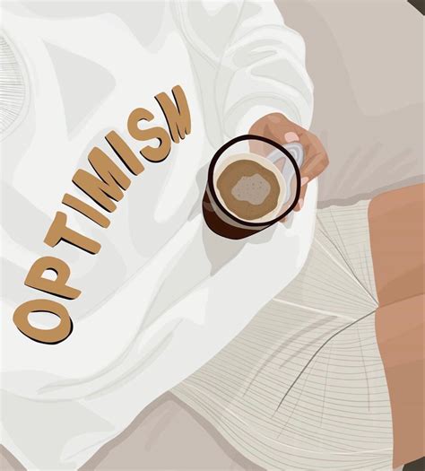 Optimist Coffee Cup Beige Aesthetic Illustration