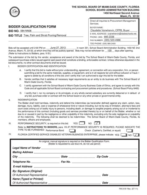Fillable Online Bidder Qualification Form Fax Email Print Pdffiller