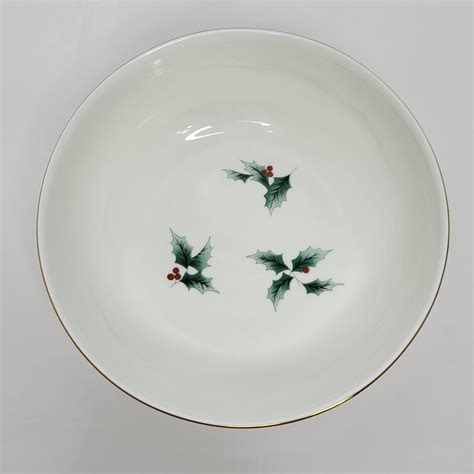 Vintage Mikasa Ribbon Holly Serving Bowl And Platter Serving Tray