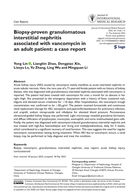 Pdf Biopsy Proven Granulomatous Interstitial Nephritis Associated