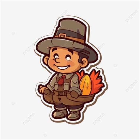 Cute Guy Wearing A Hat With Lots Of Leaves Vector Thanksgiving