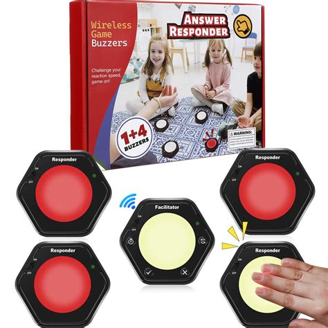 Blueweenly Wireless Buzzer System For Game Show 4 Players Led Light Answer Buzzers For Trivia