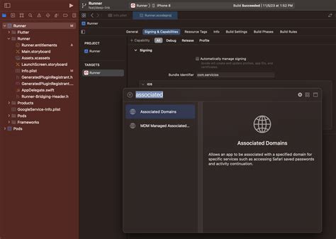 xcode11 how to register associated domains with xcode 11 stack