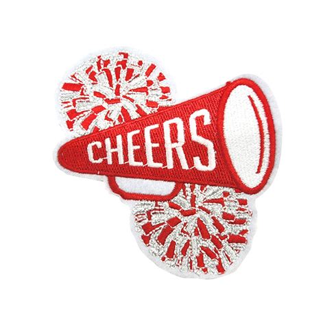 Cheers Cheerleader Pom Poms Megaphone Embroidery Patch Tackletwill