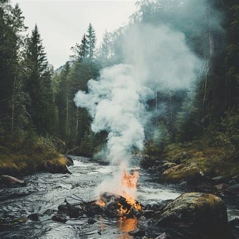 Free Riverside Campfire Smoke Image River Campfire Forest