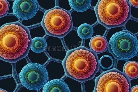 Microscopic View Of Colorful Cells And Molecular Structures In A