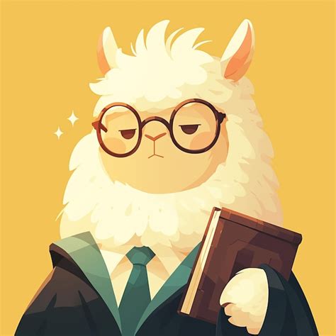 A Gentle Llama Lawyer Cartoon Style Premium Ai Generated Vector