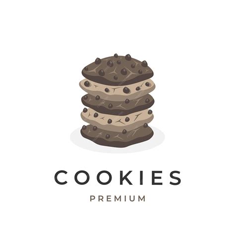 Premium Vector Chocolate Chip Cookies Stack Vector Illustration Logo