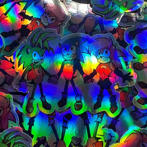 Sonic Underground 3 Holographic Vinyl Stickers Etsy