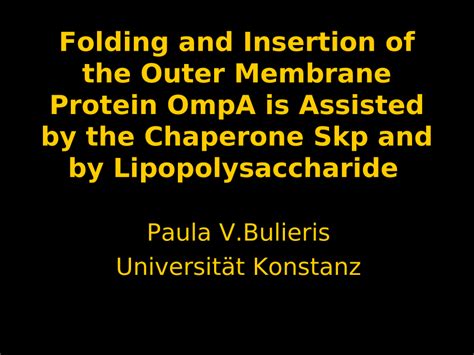 Pdf Folding And Insertion Of The Outer Membrane Protein Ompa Is Assisted By Chaperone Skp And