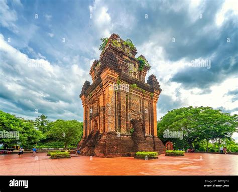 Aerial View Nhan Tower In Phu Yen Vietnam This Is An Artistic