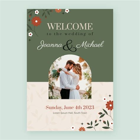 Premium Vector Flat Design Wedding Celebration Poster Template