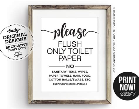 Bathroom Sign Only Flush Toilet Paper
