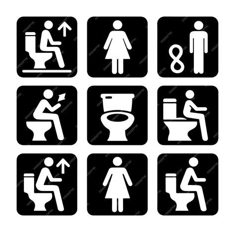 Toilet Sign Symbol Set Icon Black Silhouette Vector Illustration