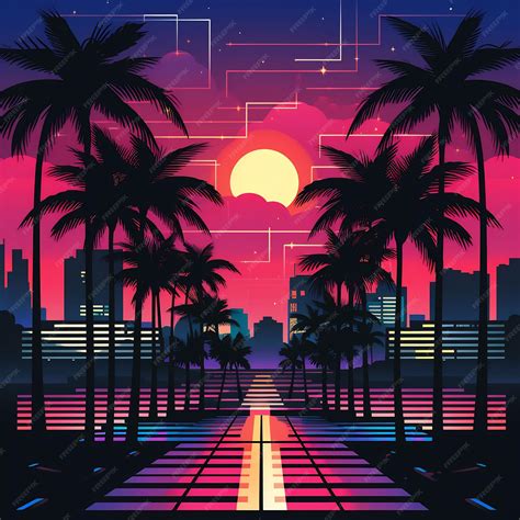 Premium Ai Image A Poster For A Palm Tree And A City With Palm Trees