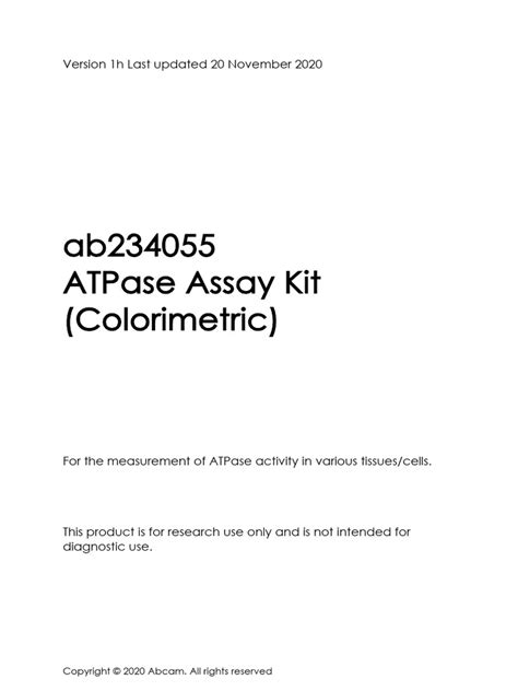Atpase Assay Protocol Book Pdf Assay Analytical Chemistry