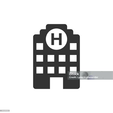 플랫 스타일의 병원 건물 아이콘입니다 흰색 고립 된 배경에 벡터 일러스트 레이 션 병원 의료 구급차 비즈니스 개념입니다 건강관리와 의술에 대한 스톡 벡터 아트 및 기타