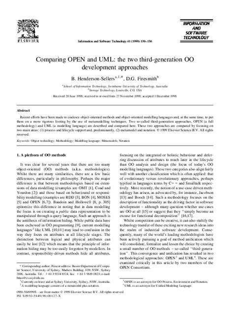 Pdf Comparing Open And Uml The Two Third Generation Oo Development