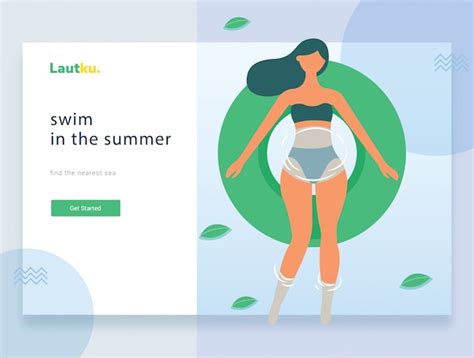Premium Vector Landing Page Web Template Relaxed Woman Floating In