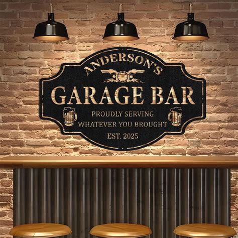 Custom Name Garage Bar Metal Sign Personalized Mancave Decor Etsy