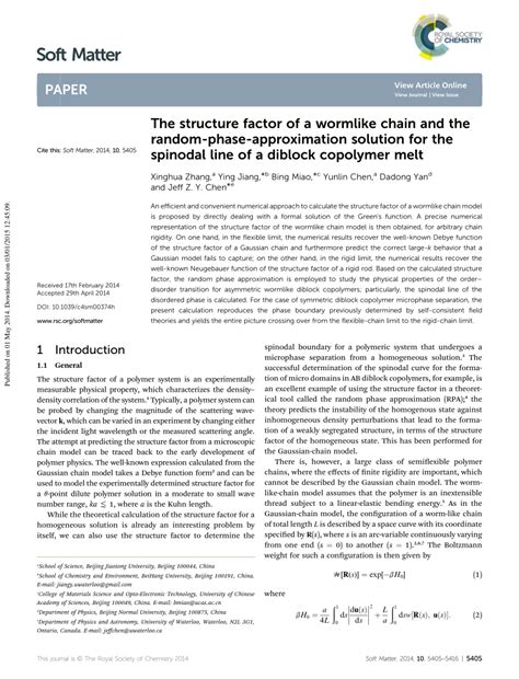 Pdf The Structure Factor Of A Wormlike Chain And The Random Phase Approximation Solution For