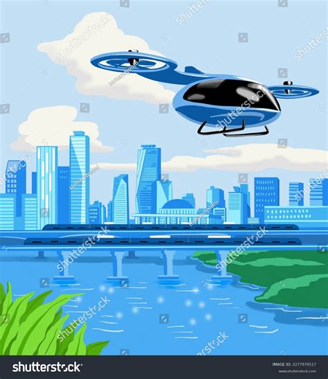Uam A Concept Illustration Urban Air Mobility Stock Vector Royalty