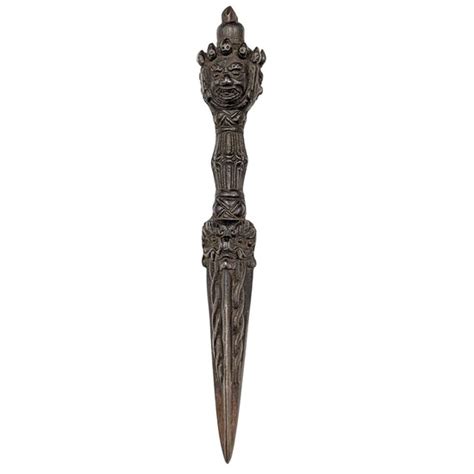 Antique Tibetan Phurba Dagger Four Faces In United States