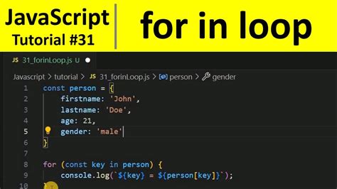 Javascript Tutorial 31 For In Loop In Javascript Programming For Beginners Youtube