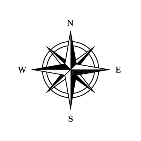 Black And White Compass Rose With Eight Points Indicating Cardinal