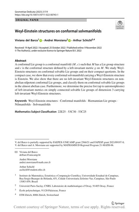 Weyl Einstein Structures On Conformal Solvmanifolds Request Pdf