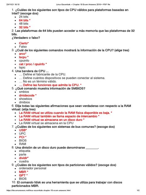 Linux Essentials Chapter 10 Exam Answers 2019 Pdf Pdf Memoria