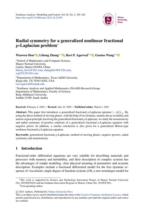 Pdf Radial Symmetry For A Generalized Nonlinear Fractional P