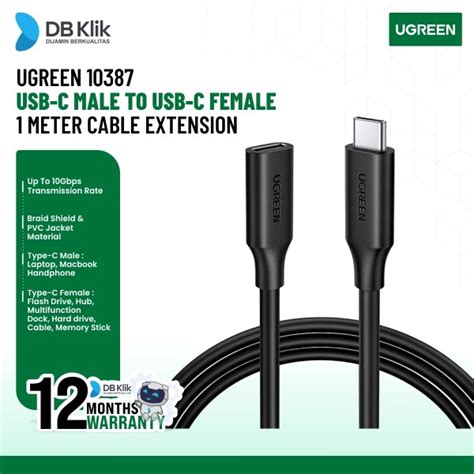Cable Extension Ugreen Usb C Male To Usb C Female 1 Meter 10387